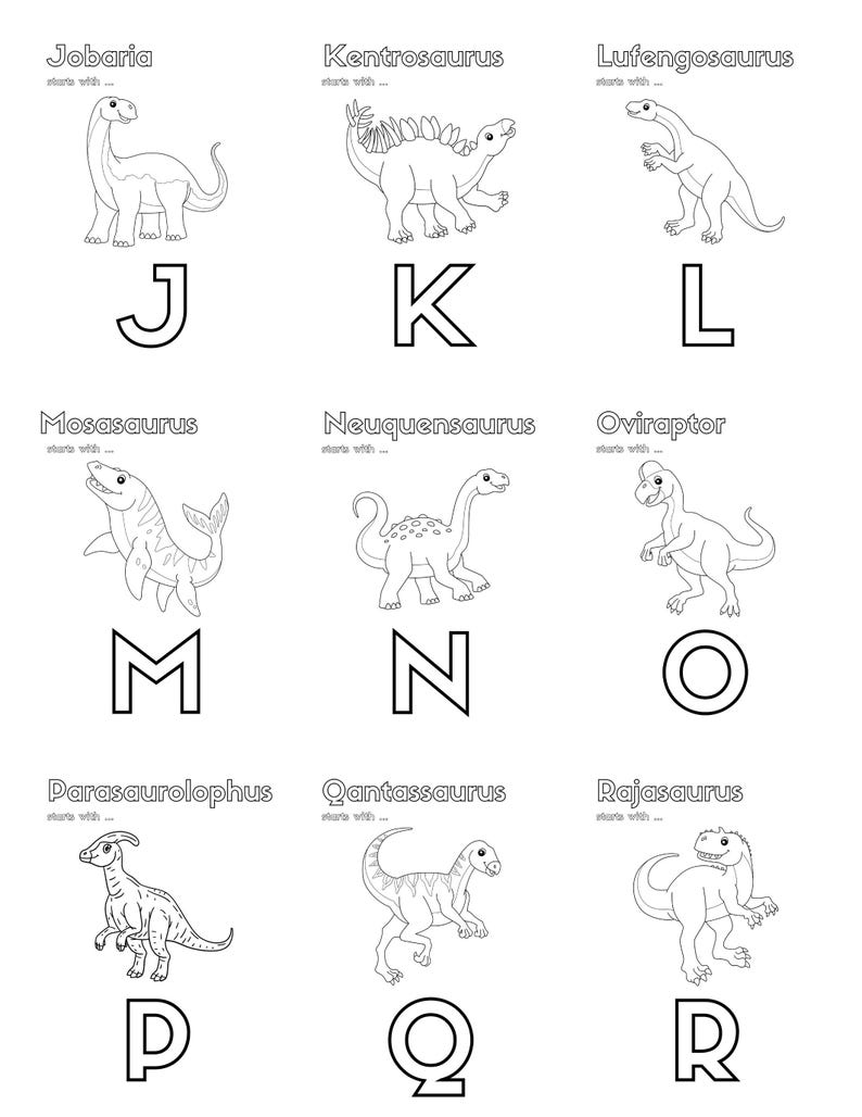 Dinosaur Alphabet Coloring Pages | ABC Coloring | Dino Alphabet | Dino ...