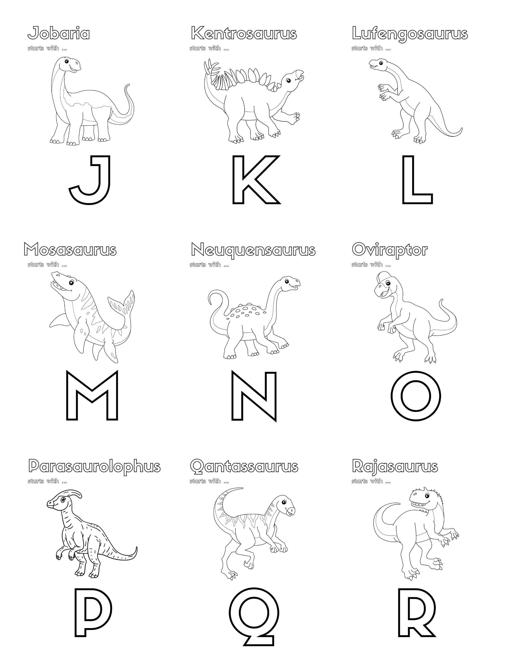 Dinosaur Alphabet Coloring Pages ABC Coloring Dino Alphabet Dino ABC ...