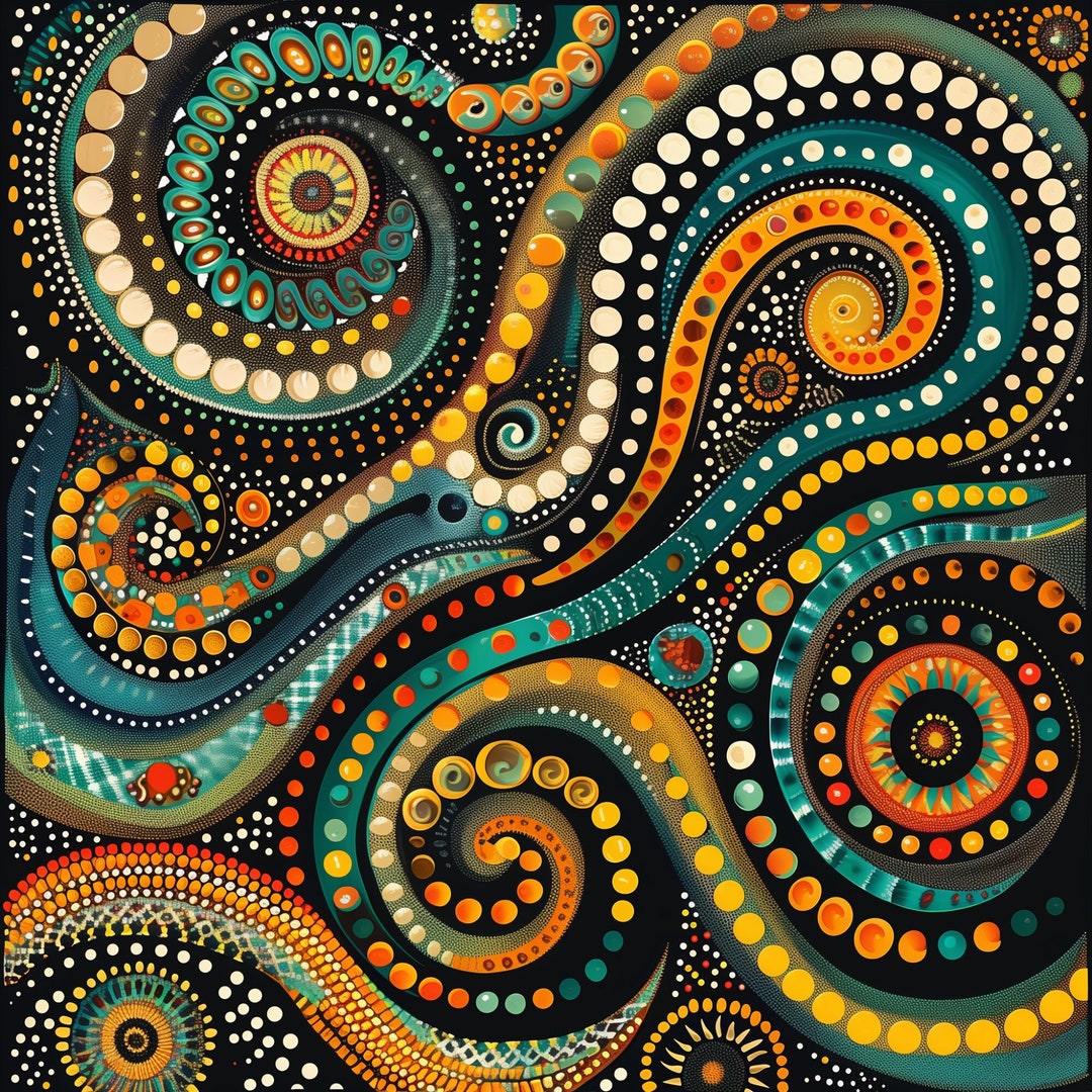 Vibrant Aboriginal-inspired Wall Art Digital Download Colorful ...