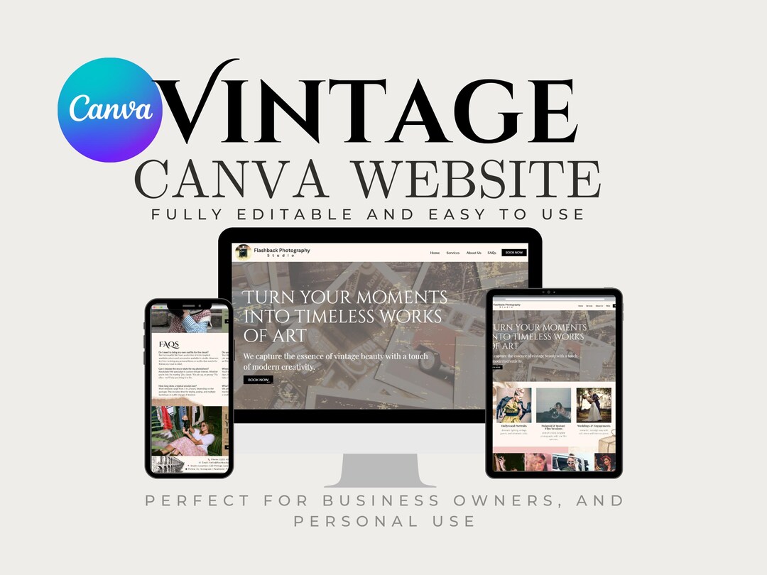 Retro Canva Website Template Vintage Website Theme for Photographers ...