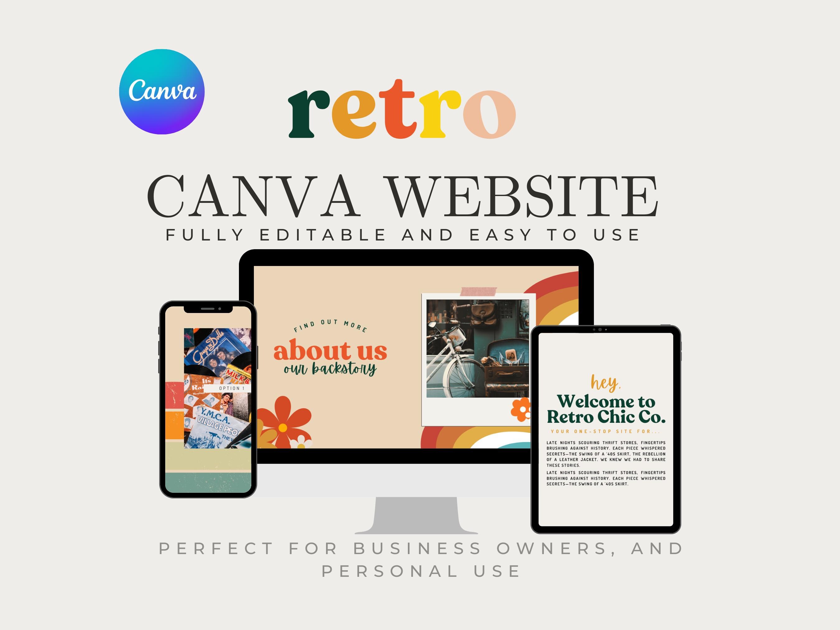 Retro Canva Website Template Canva Website Business Coach Content ...