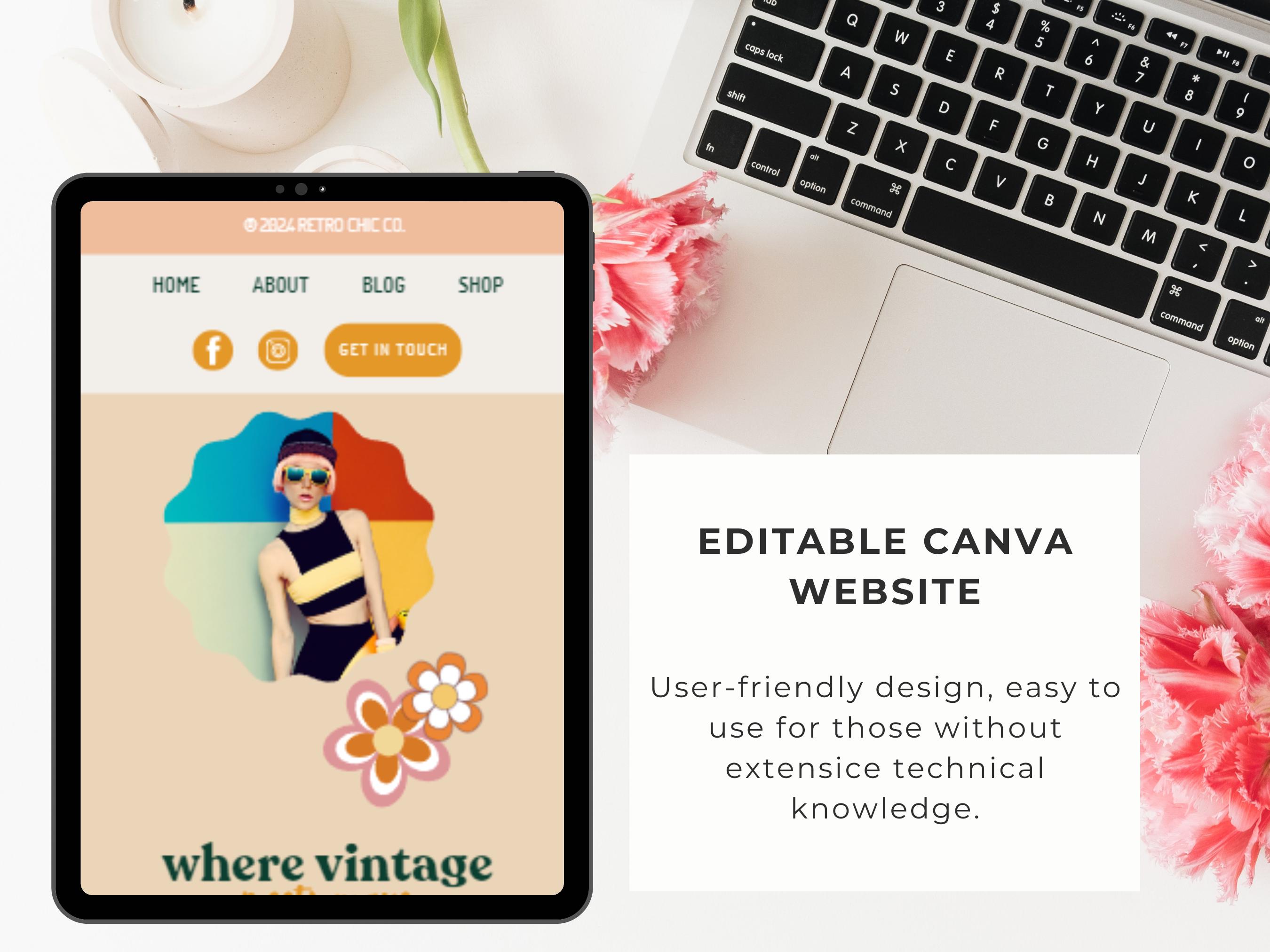 Retro Canva Website Template Canva Website Business Coach Content ...
