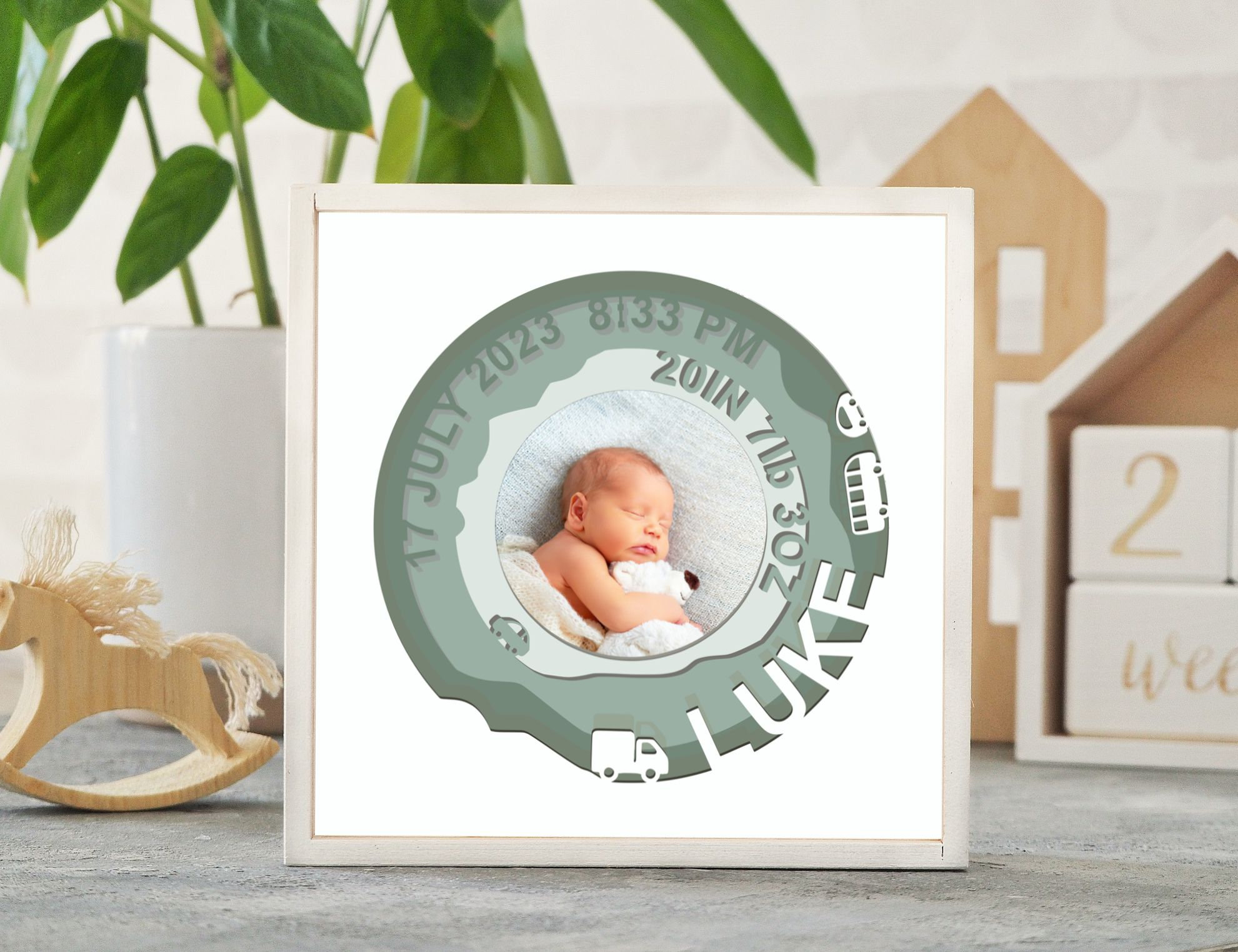 Baby Birth Stats Shadow Box, Baby Photo Frame, Baby Birth Stats SVG ...