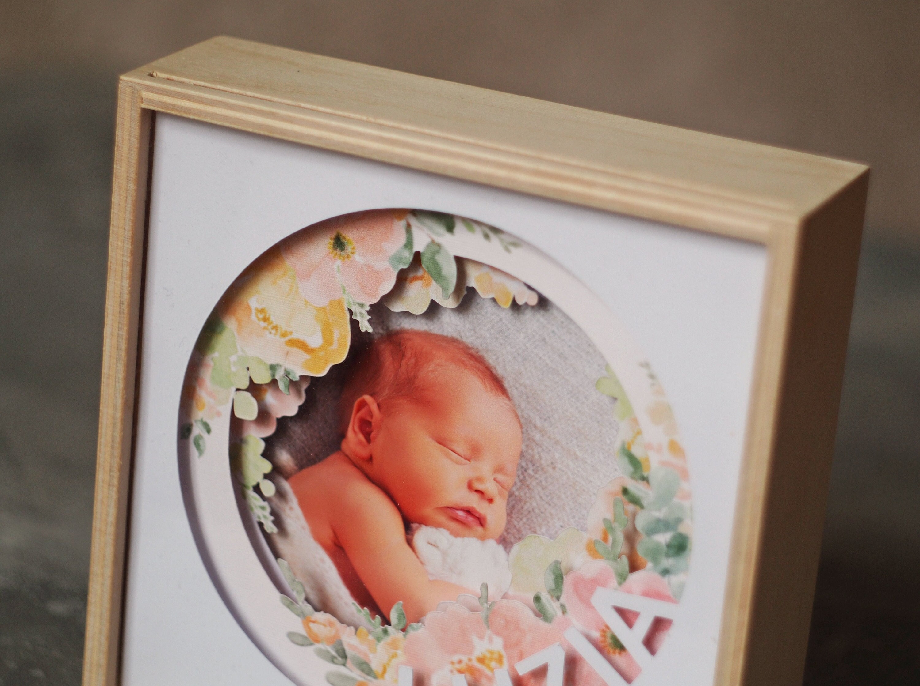 Baby Name Sign Shadow Box, Baby Photo Frame, Baby Birth Stats SVG, for ...