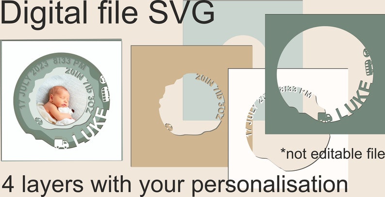 Baby Birth Stats Shadow Box, Baby Photo Frame, Baby Birth Stats SVG ...