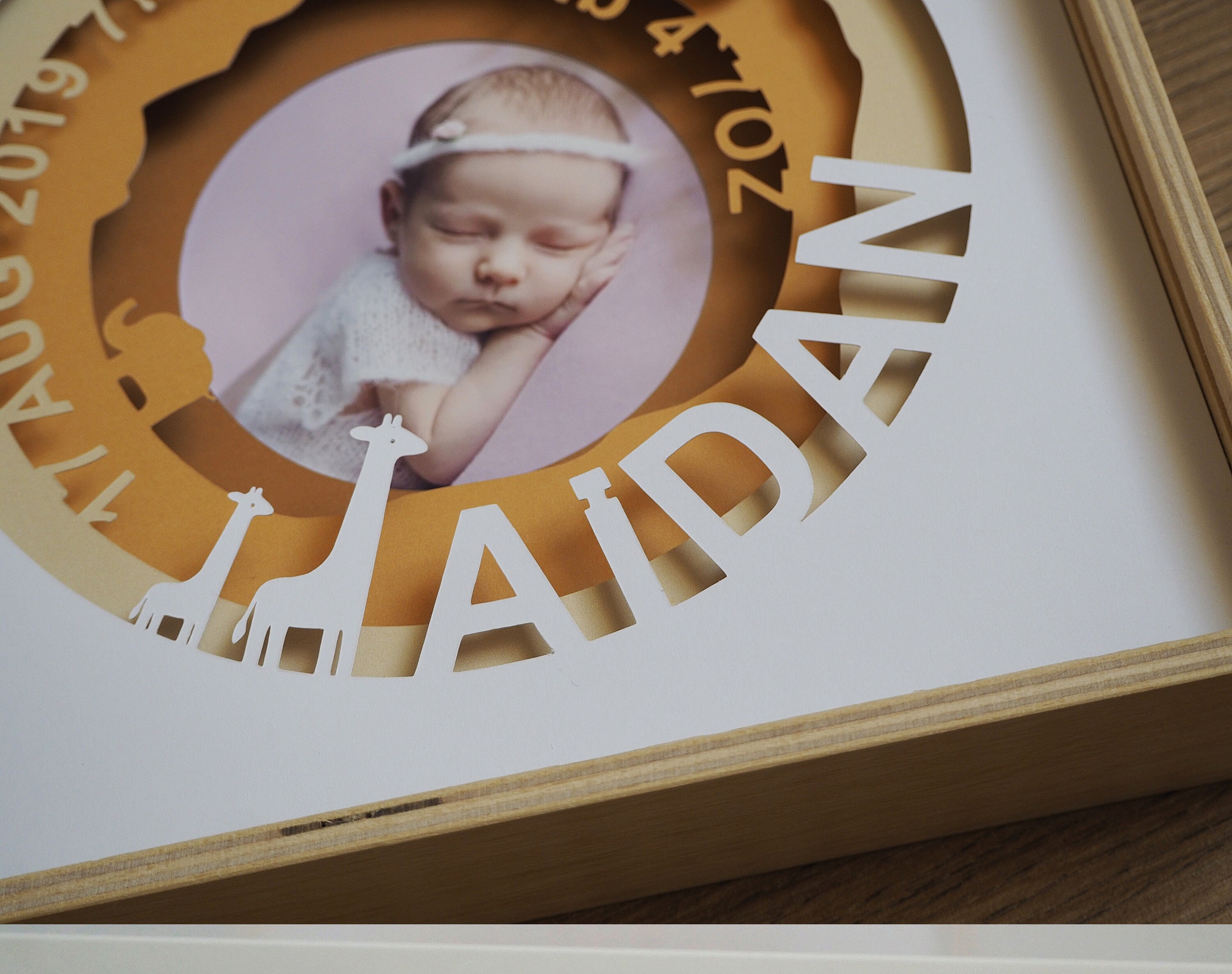 Baby Birth Stats Shadow Box, Baby Photo Frame Safari, Birth Stats SVG ...