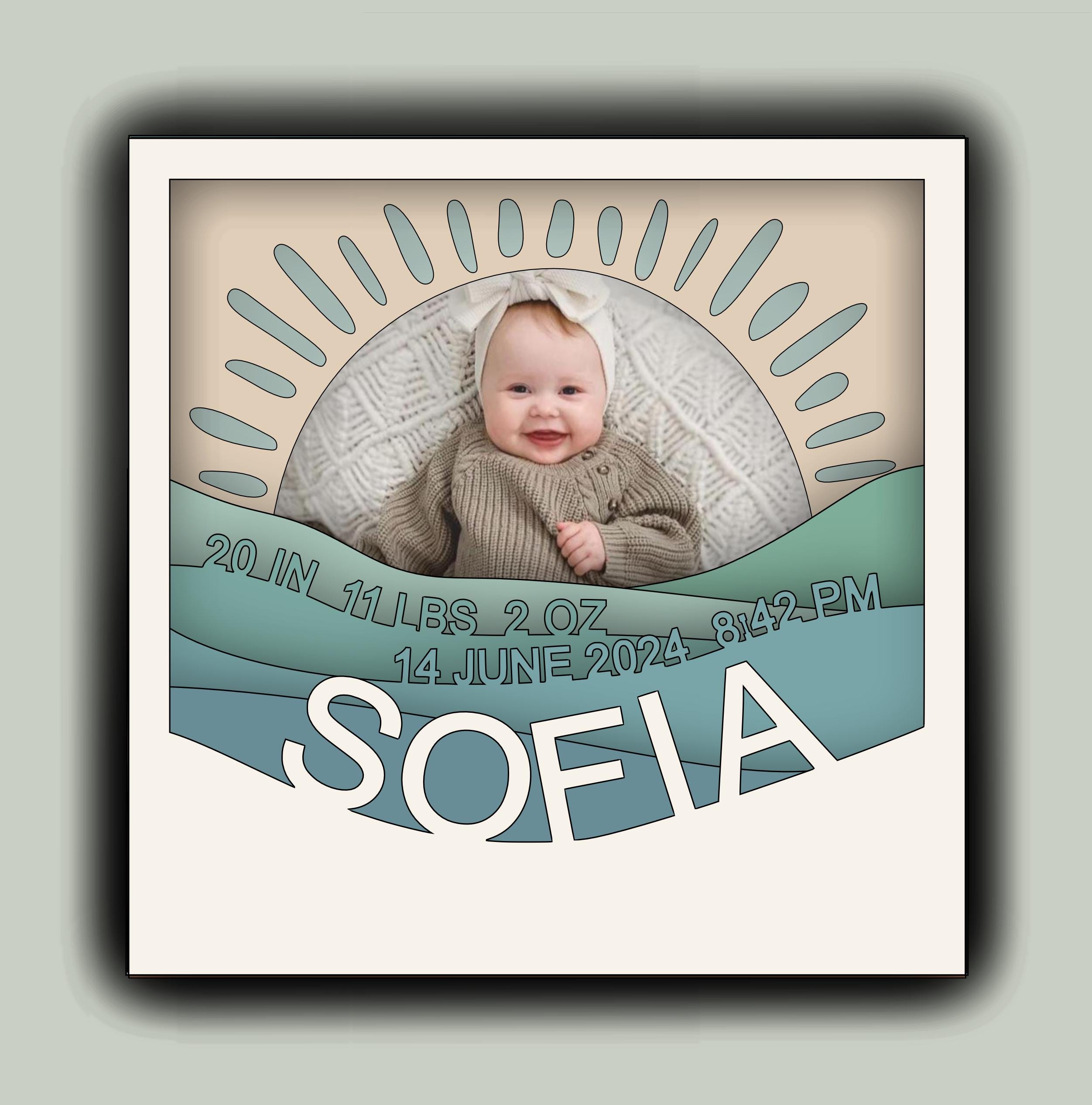 Baby Birth Stats Shadow Box, Baby Photo Frame, Baby Birth Stats SVG ...