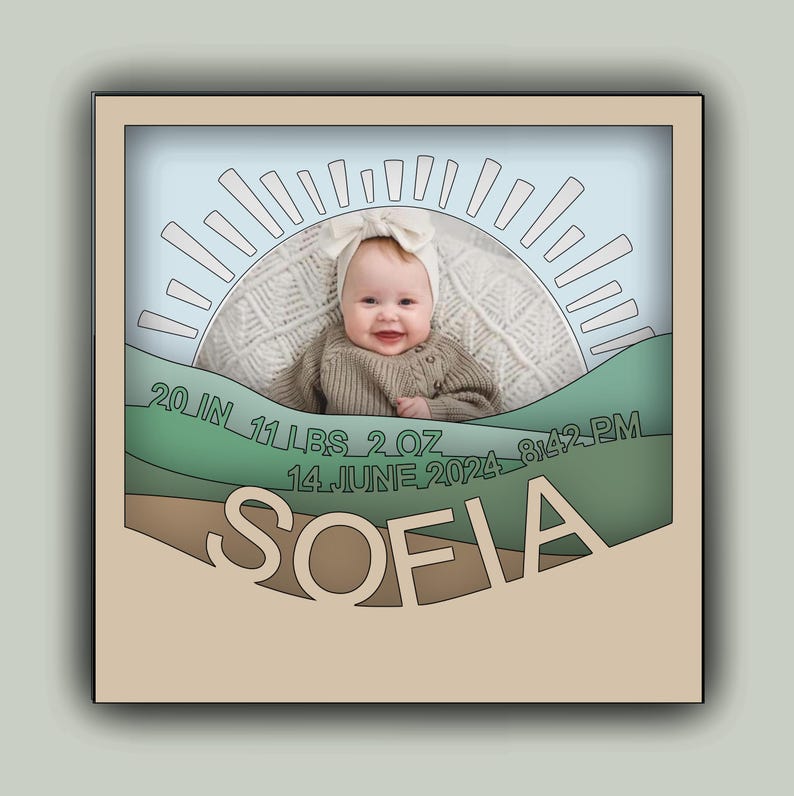 Baby Birth Stats Shadow Box, Baby Photo Frame, Baby Birth Stats SVG ...