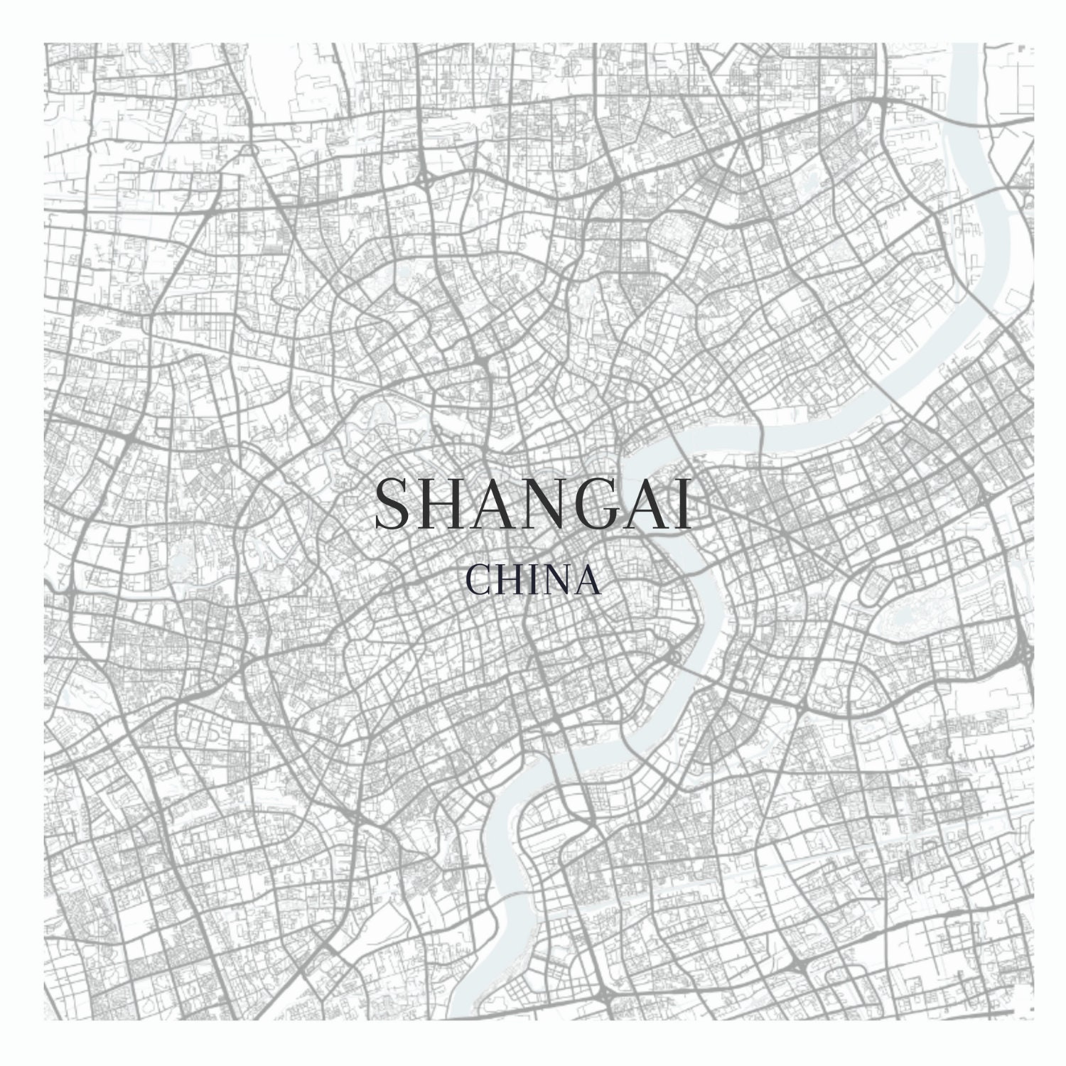 Shangai Map Shangai Map Prints Shangai City Print City Map Instant ...
