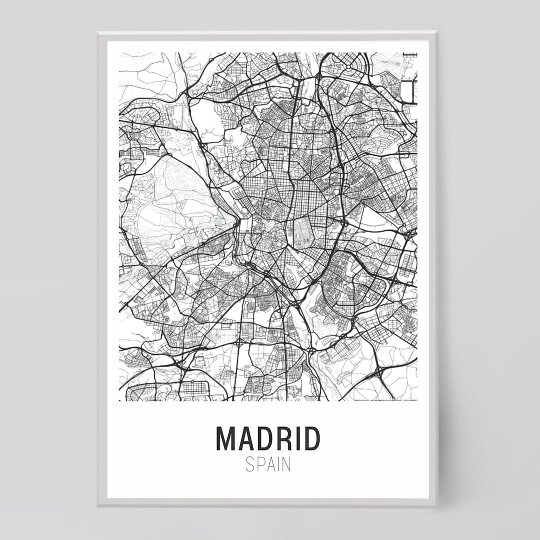 Madrid Map Madrid Map Prints Madrid City Print City Map - Etsy
