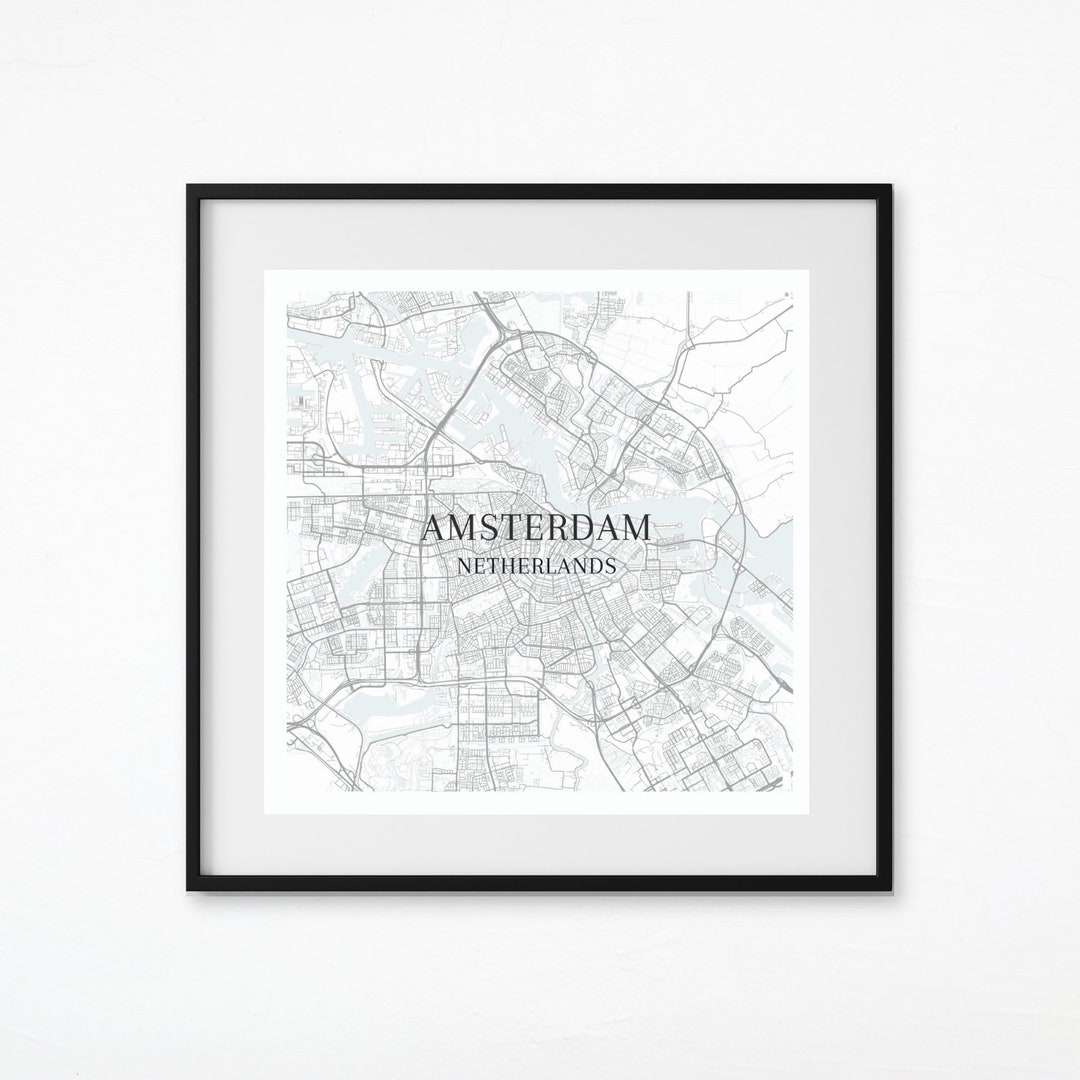 Amsterdam Map Amsterdam Map Prints Amsterdam City Print - Etsy