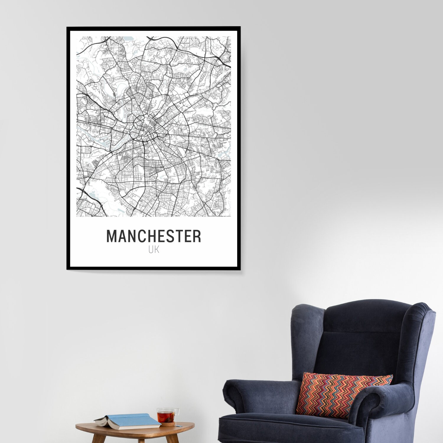 Manchester Map Manchester Map Prints Manchester City Print - Etsy