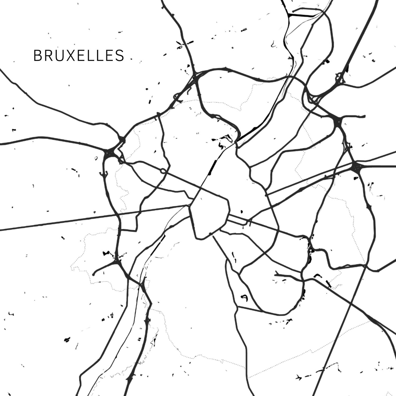 Bruxelles Map Bruxelles Map Prints Bruxelles City Print - Etsy