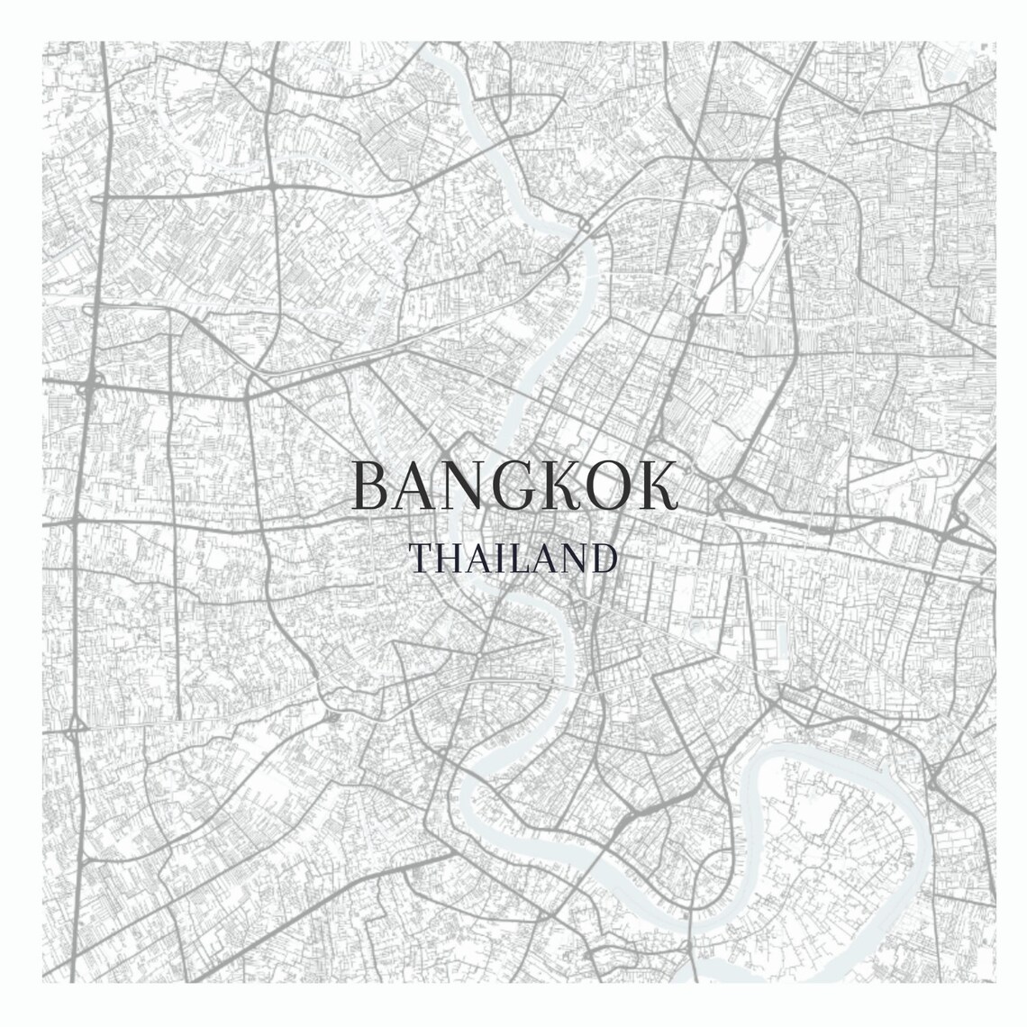 Bangkok Map Bangkok Map Prints Bangkok City Print City Map Instant ...