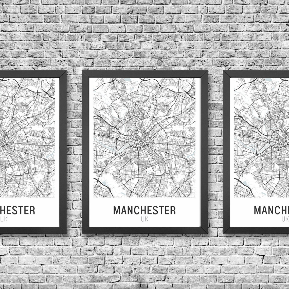 Manchester Map Manchester Map Prints Manchester City Print - Etsy