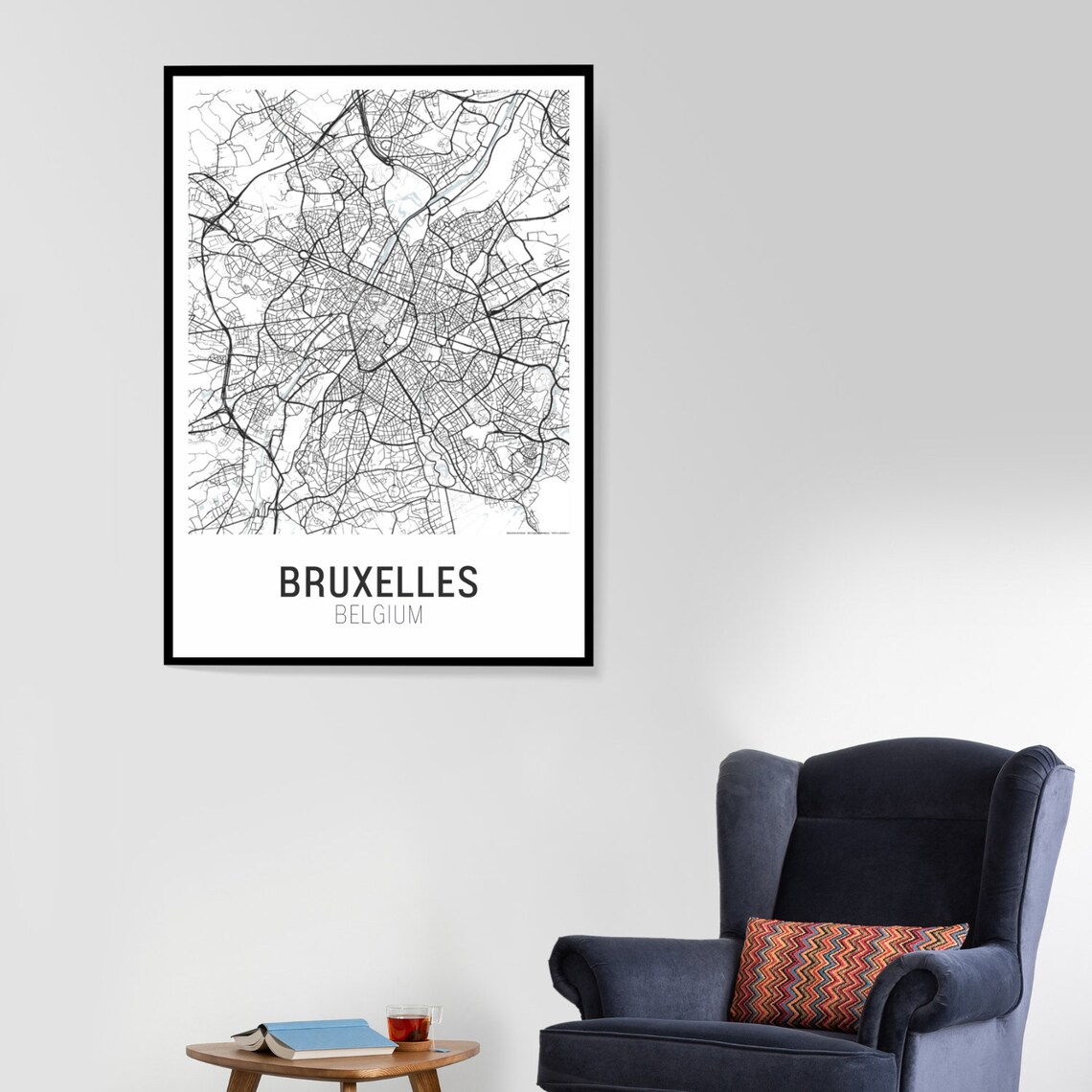 Bruxelles Map Bruxelles Map Prints Bruxelles City Print - Etsy