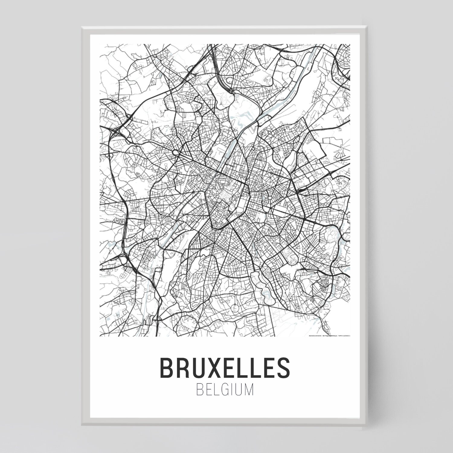 Bruxelles Map Bruxelles Map Prints Bruxelles City Print - Etsy