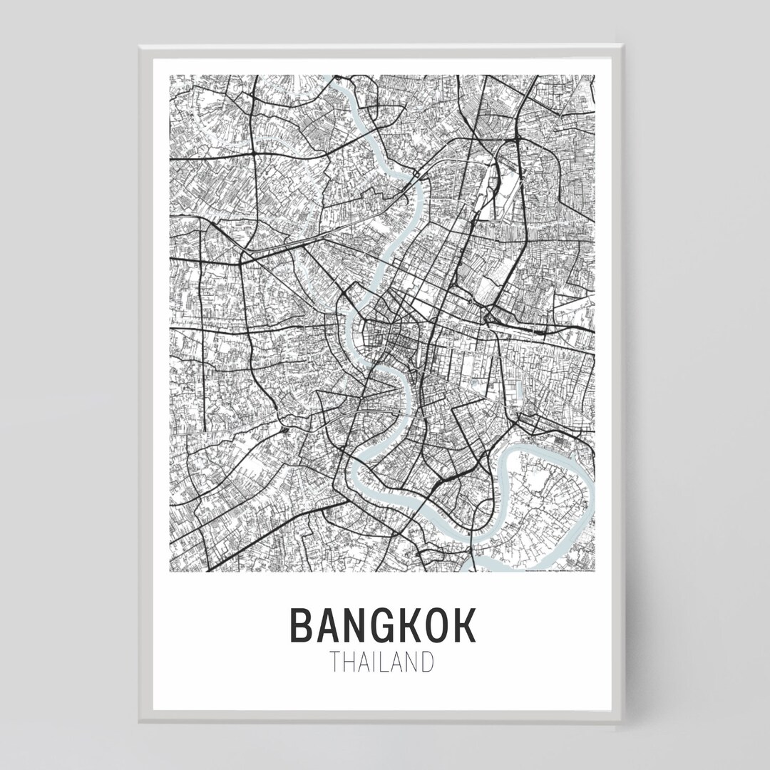 Bangkok Map Bangkok Map Prints Bangkok City Print City - Etsy