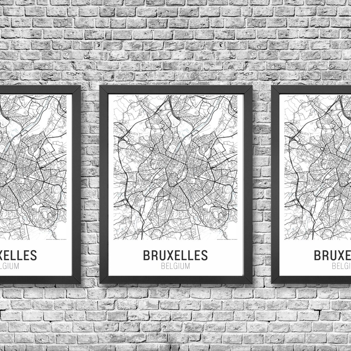 Bruxelles Map Bruxelles Map Prints Bruxelles City Print - Etsy