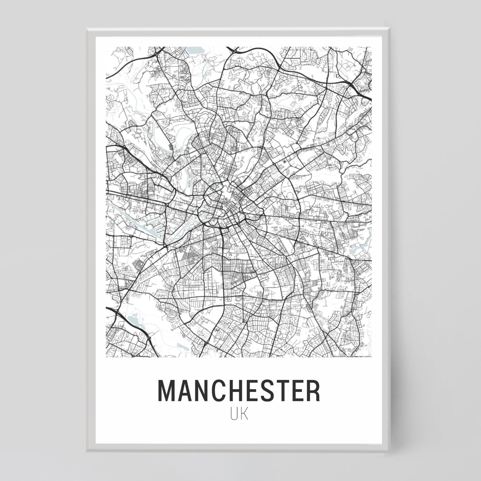 Manchester Map Manchester Map Prints Manchester City Print - Etsy