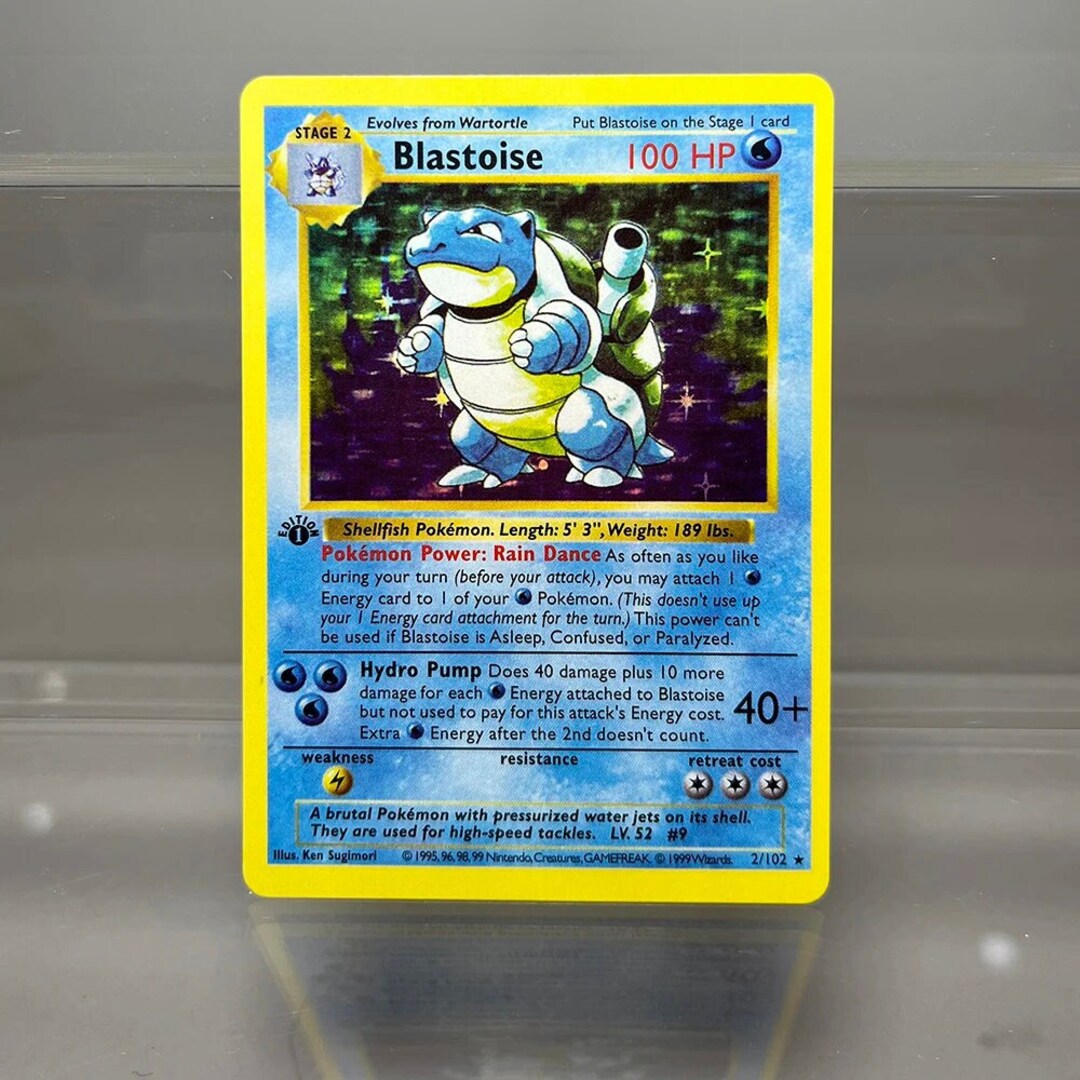 Blastoise 1st Edition SHADOWLESS Base Set 2/102 Holographic Proxy Card HANDMADE - Etsy