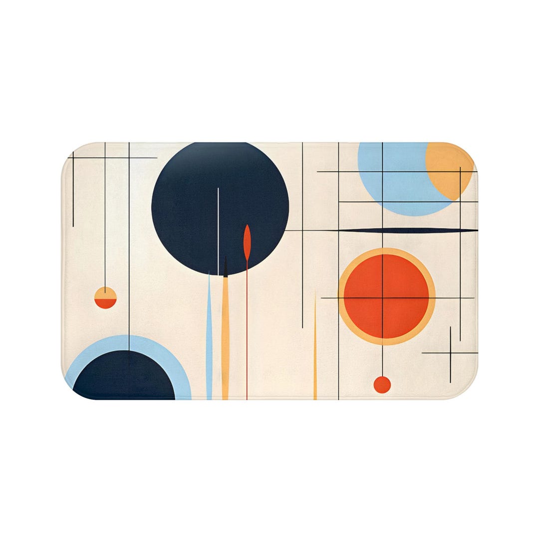 Mid Century Modern Bath Mat Boho Bath Math Cool Bath Mat Bathroom Mat ...
