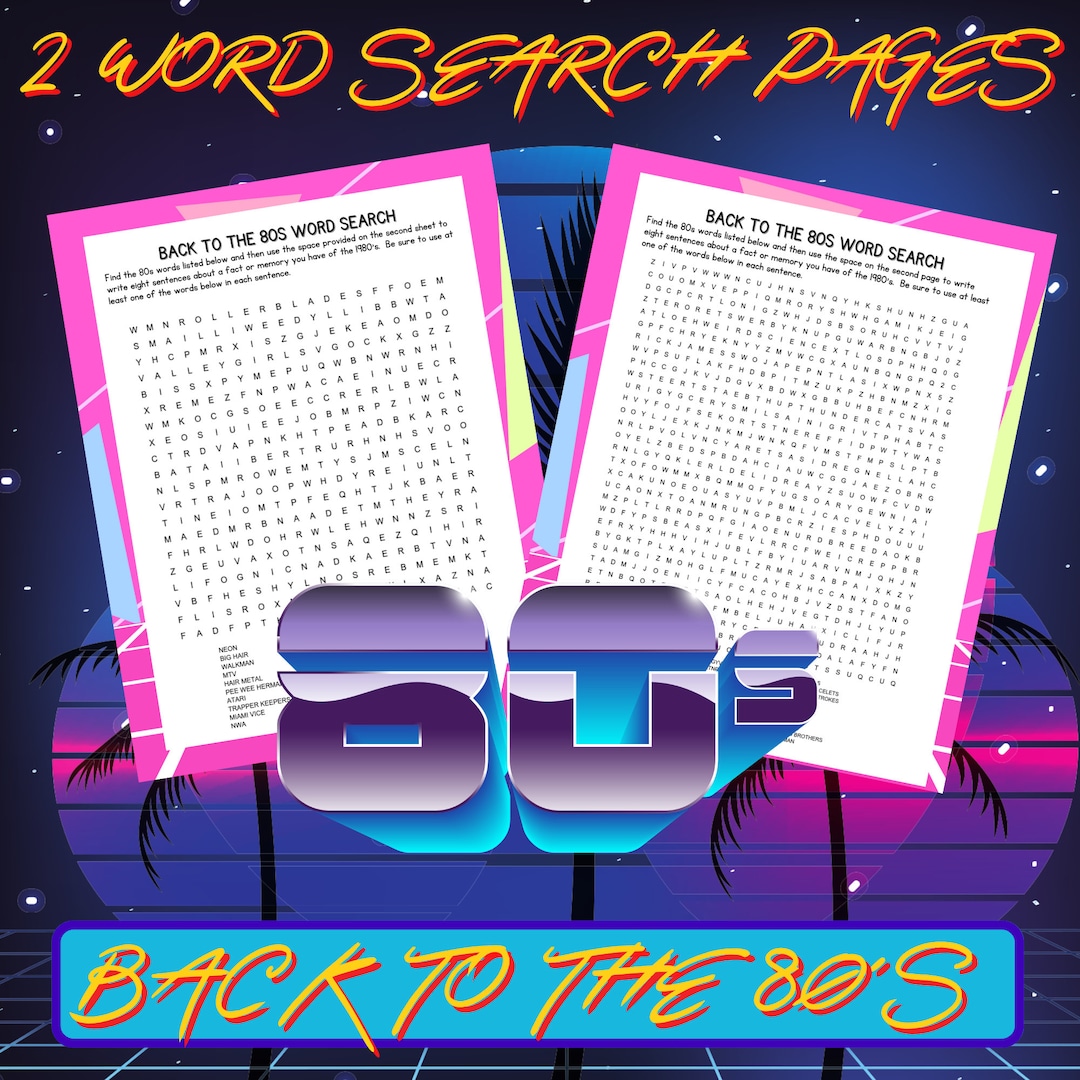 80s Word Search Word Search Gift Word Search for Adults Word Search for ...