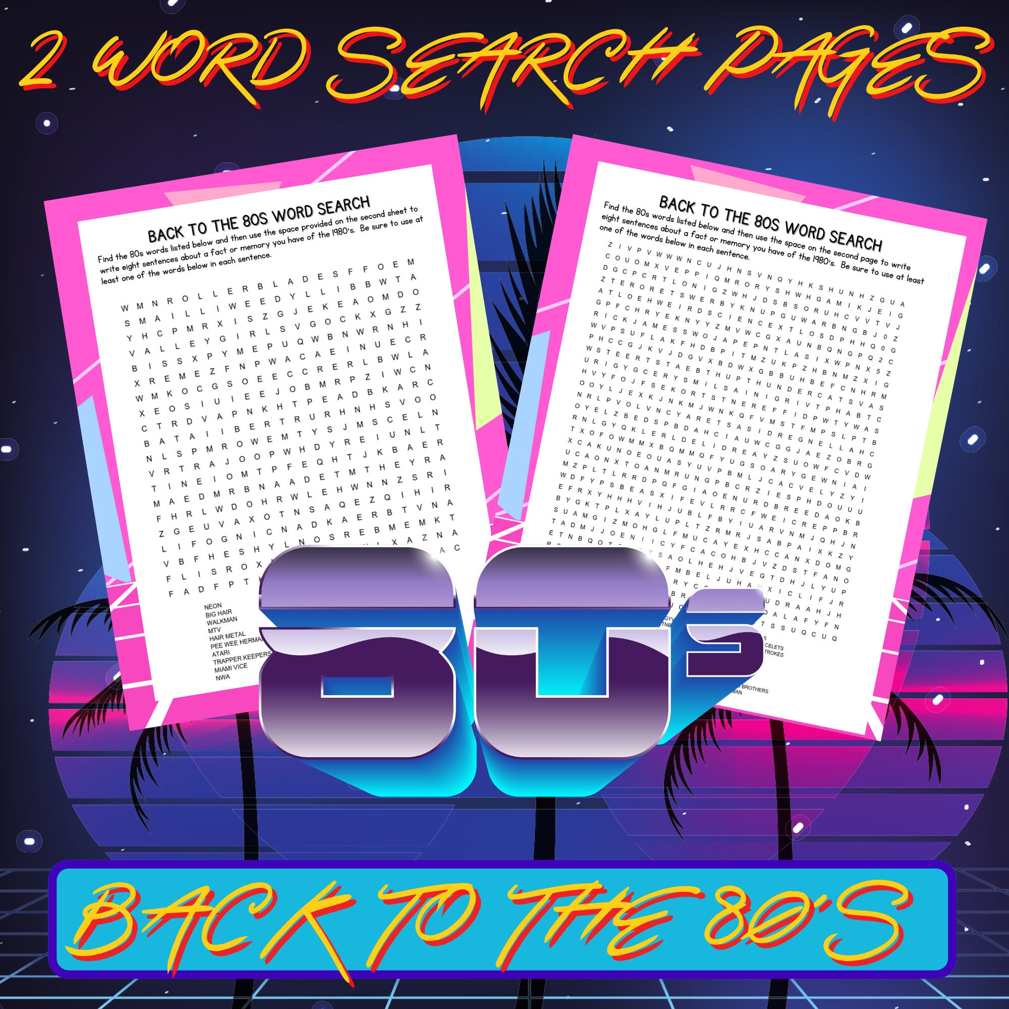 80s Word Search Puzzle Game for Adults and Kids - Etsy