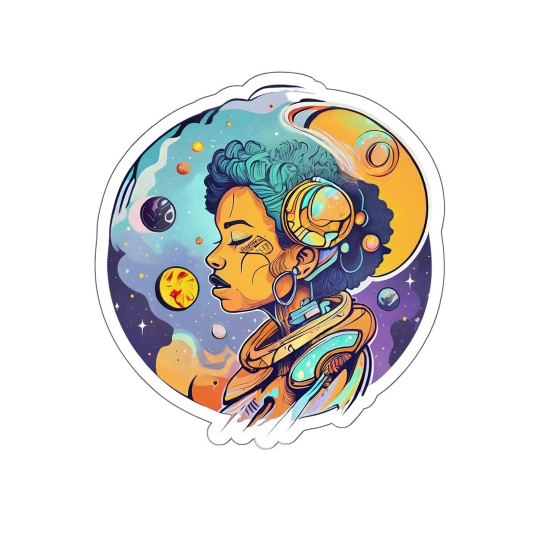 Science Fiction Sticker Black Girl Stickers Futuristic Art Sticker ...