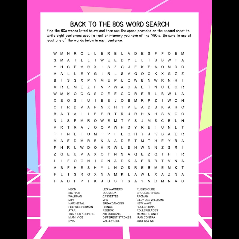 80s Word Search Word Search Gift Word Search for Adults Word Search for ...