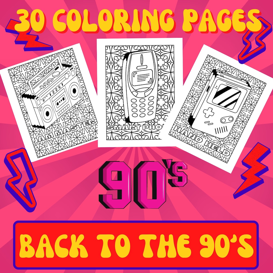Coloring Pages for Adults, Y2K Printable Coloring Book, 90s Coloring ...