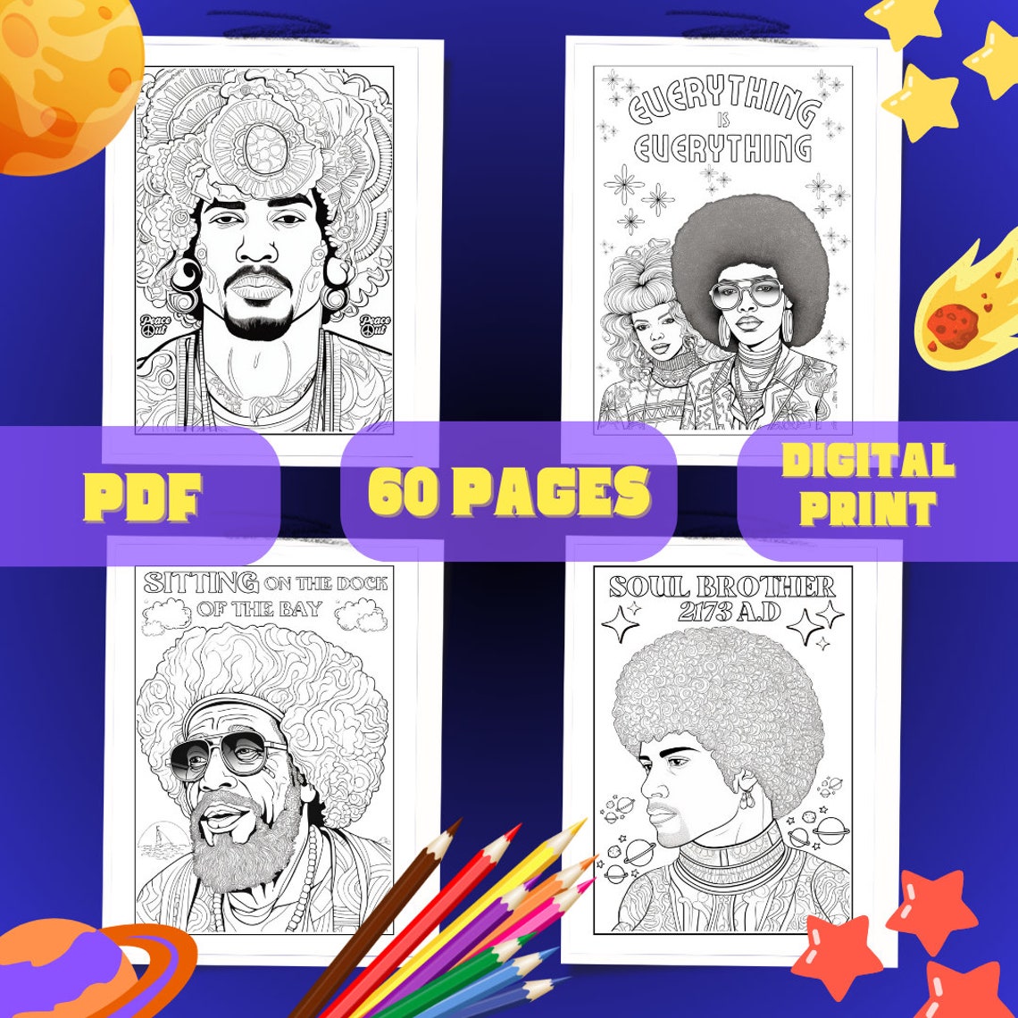 Afrofuturism Coloring Book Black Women Coloring Pages Black Man ...