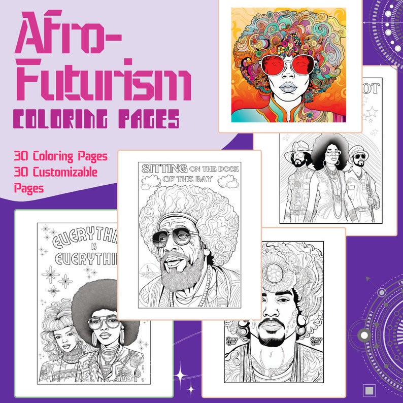 Afrofuturism Coloring Book Black Women Coloring Pages Black Man ...