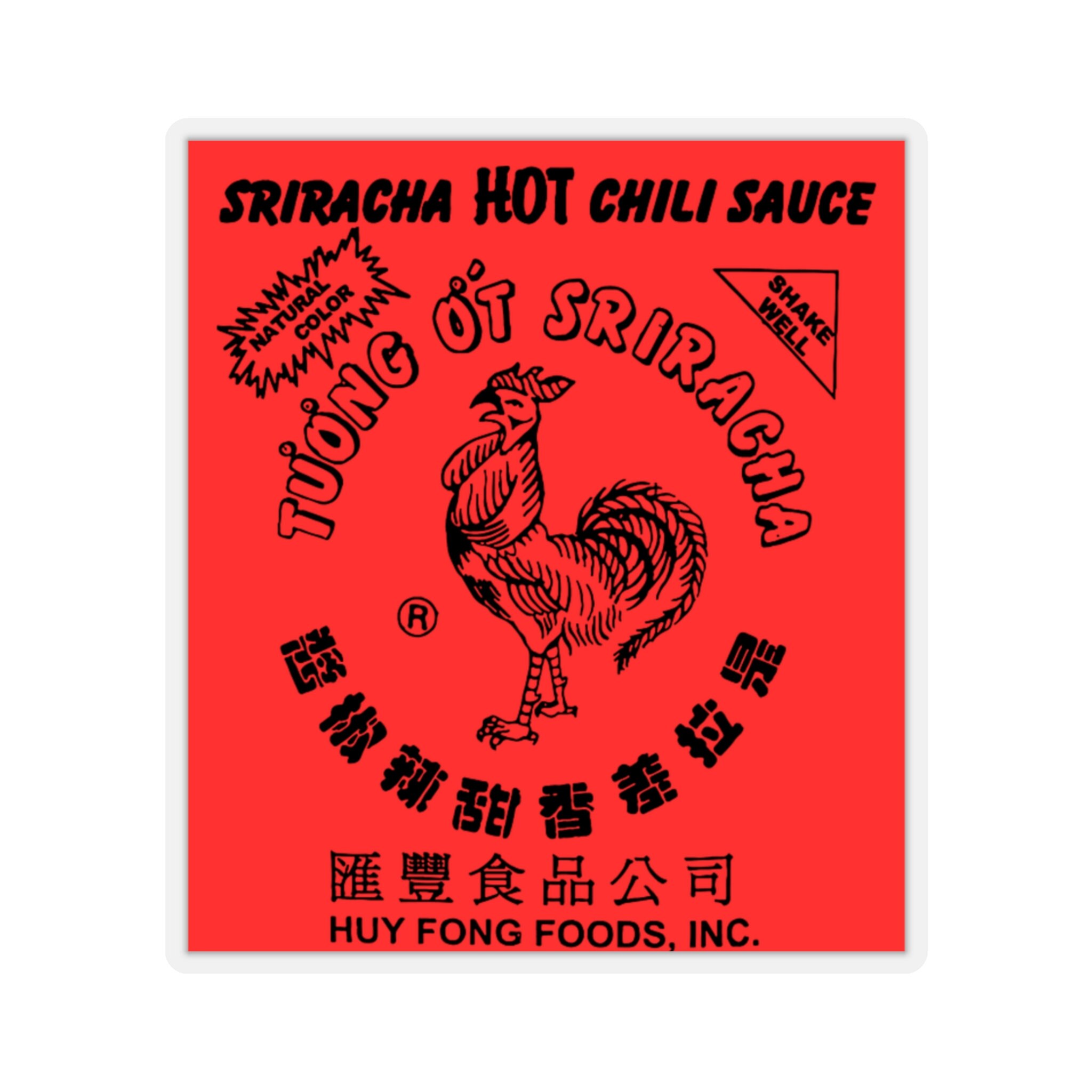 Sriracha Sticker 100% Vinyl With 3M Glue White or Transparent 4 Sizes ...