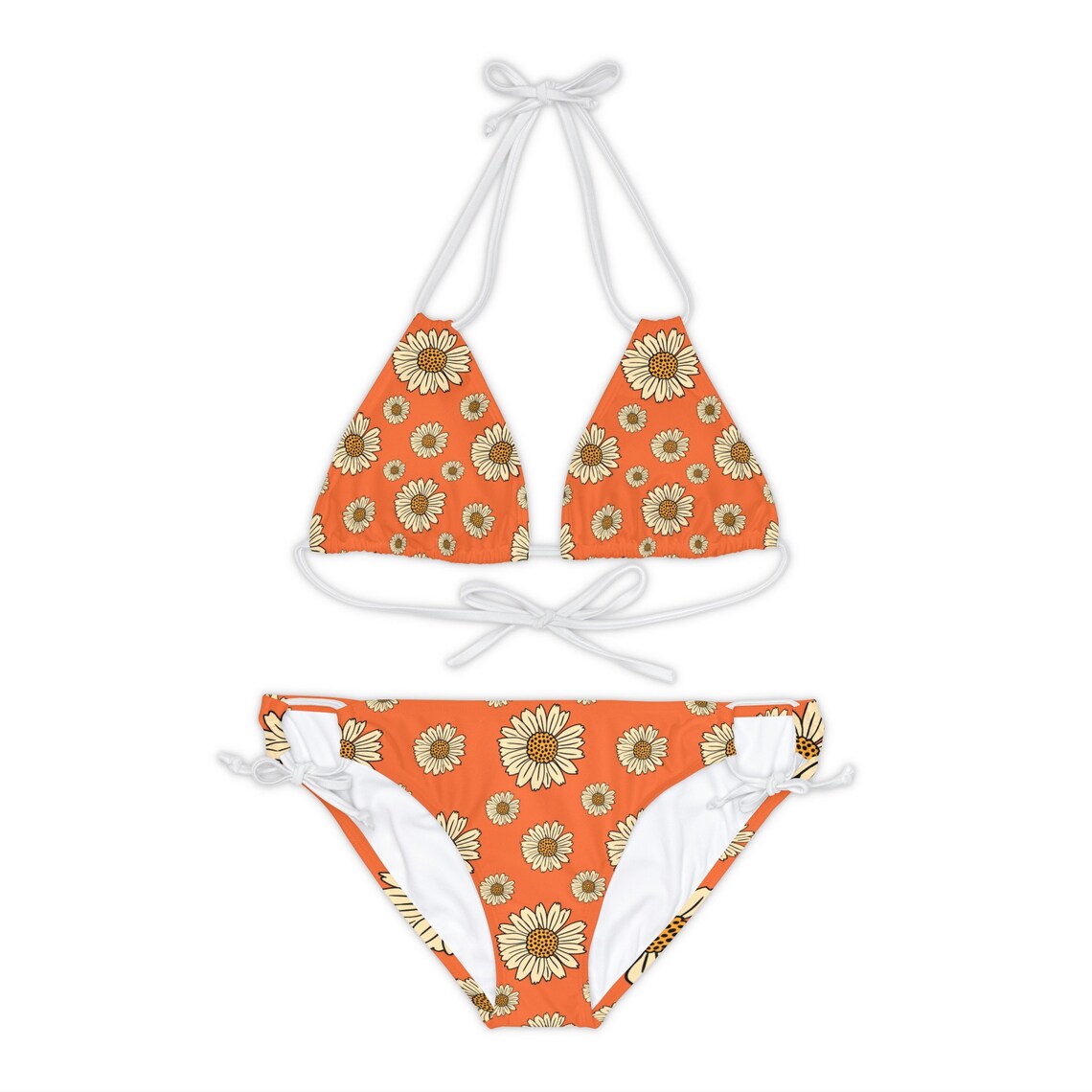 Floral Bikini Funky Bikini Strappy Bikini Set Two Piece Swimsuit 70s ...