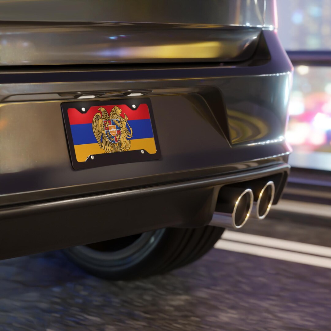 Armenian Flag Aluminum Vanity Plate, Armenia Coat of Arms, Patriotic ...