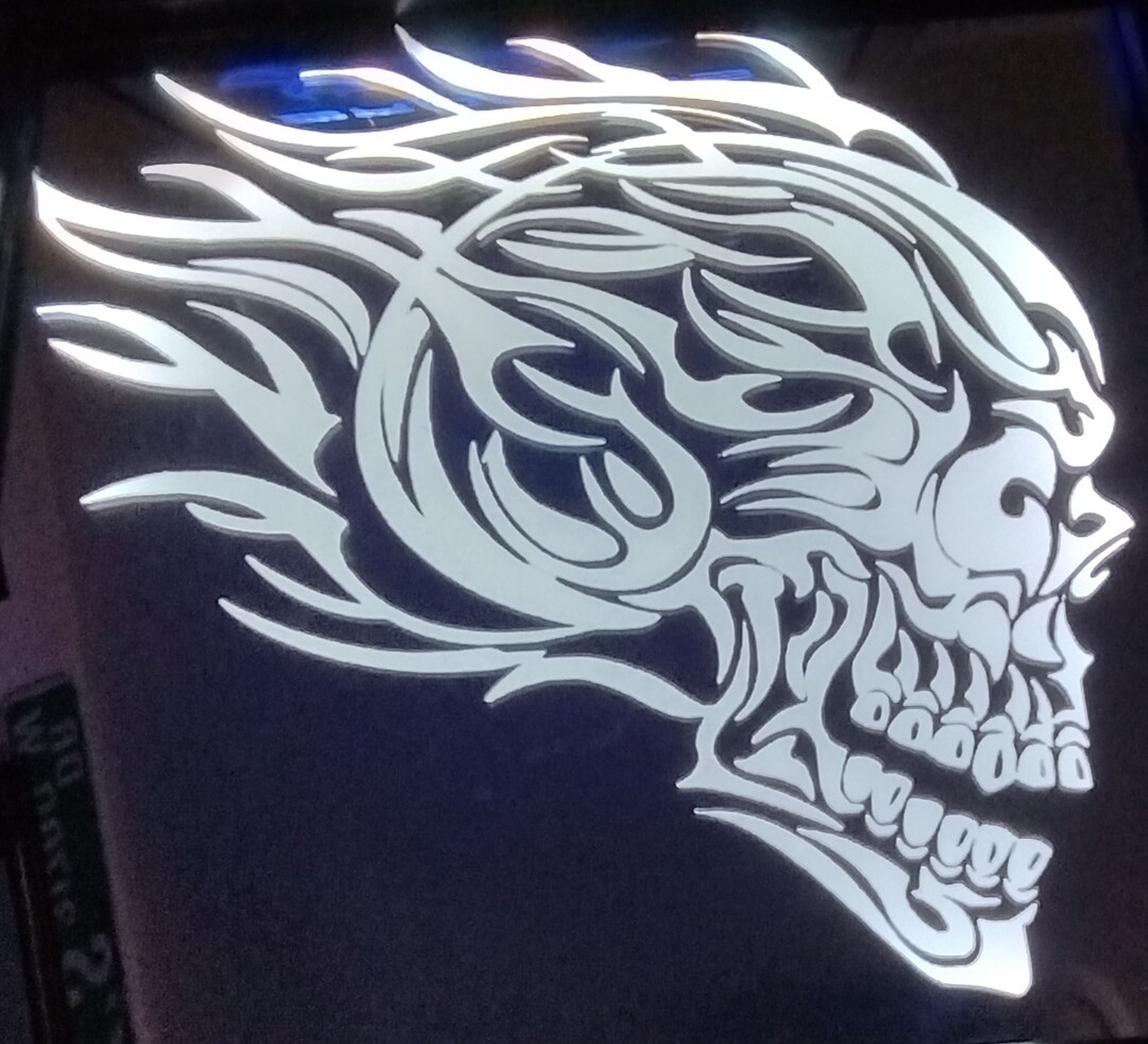 Skull Etched Lighted Mirror - Etsy