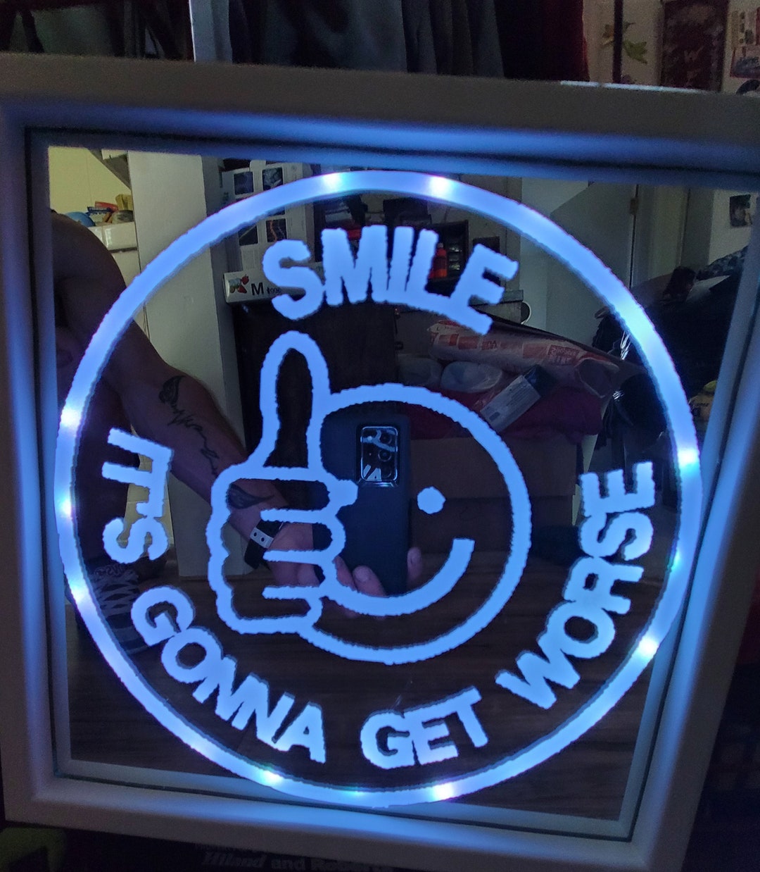 Smile It Will Get Worse Etched Lighted Mirror - Etsy