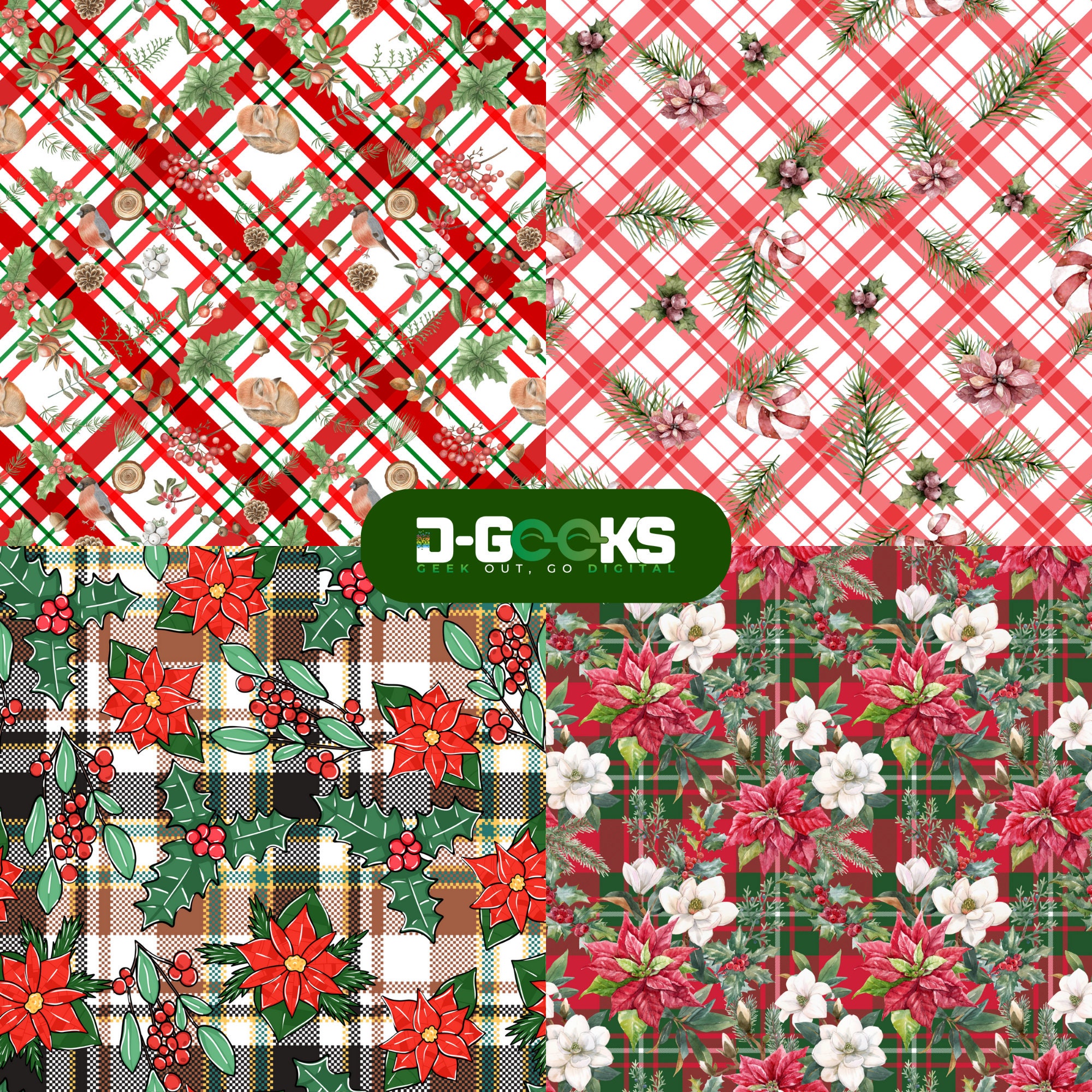 Christmas Plaid Collection 2 Digital Paper Designs Pack of 20 - Etsy