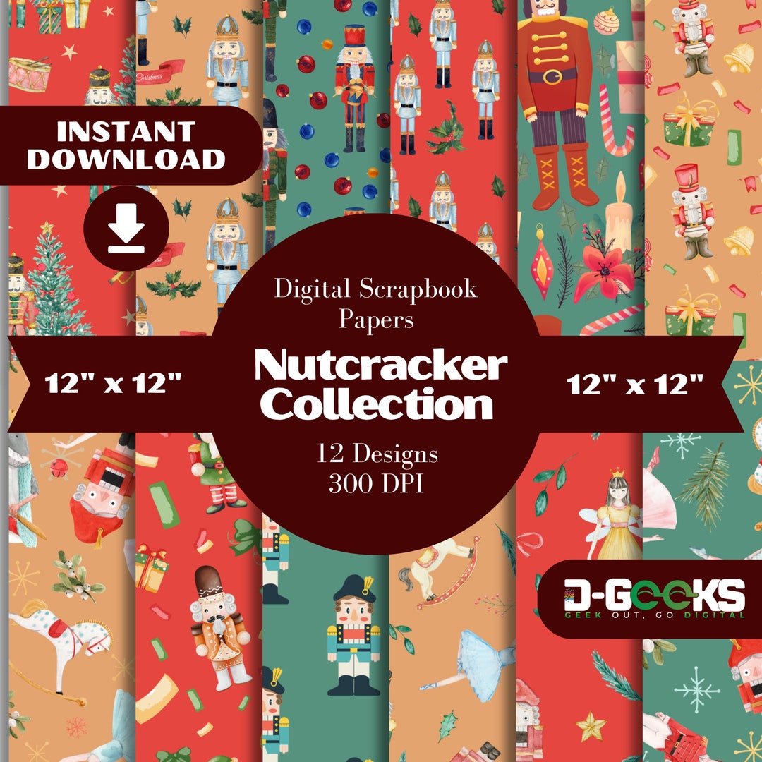 Nutcracker Christmas Digital Paper Pack, Christmas Wrapping Paper ...