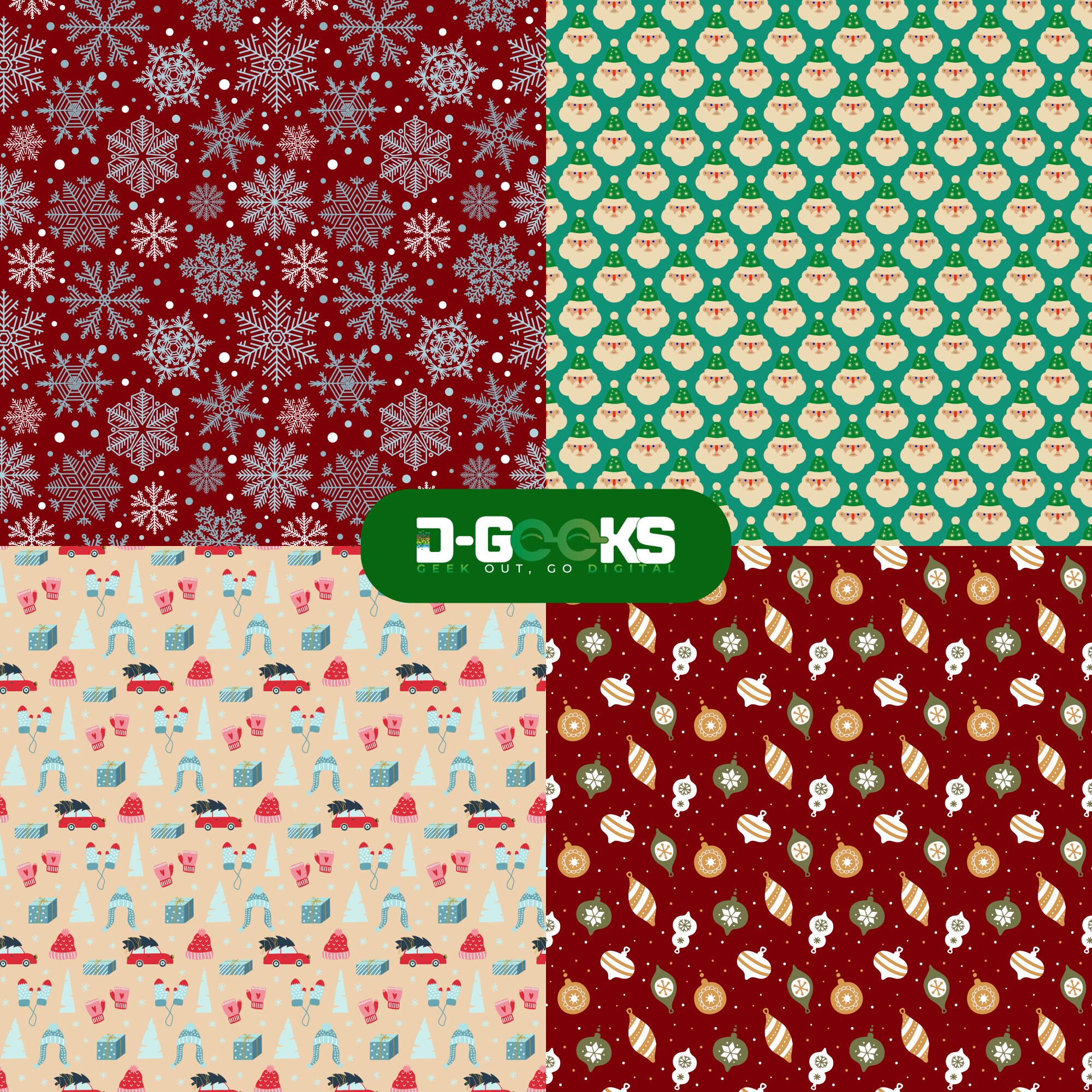 Retro Christmas Digital Paper, Mid Century Modern Scrapbook Paper ...