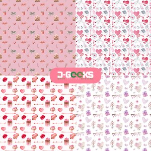 Watercolor Papers Valentines Collection Digital Paper: 20 Designs, 300 ...