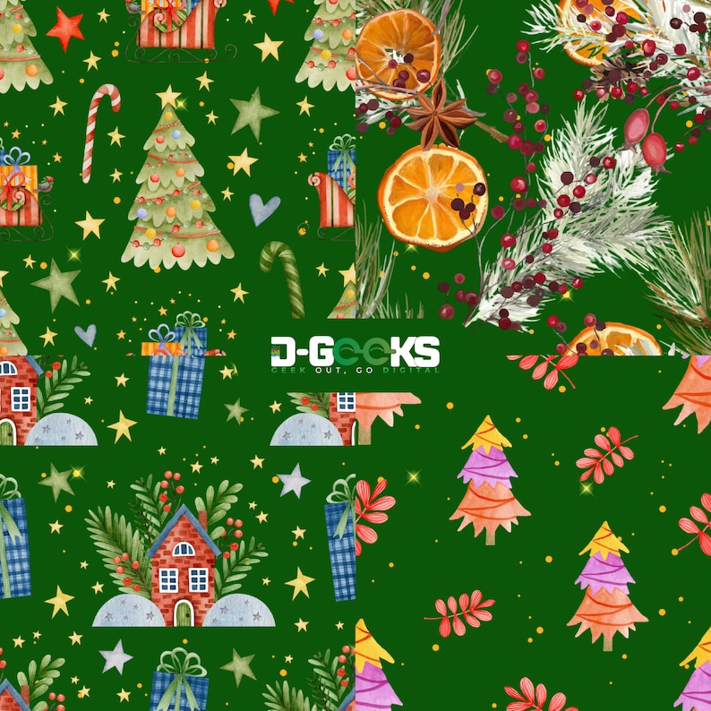 Watercolor Printable Christmas Digital Paper, Textured Red & Green ...