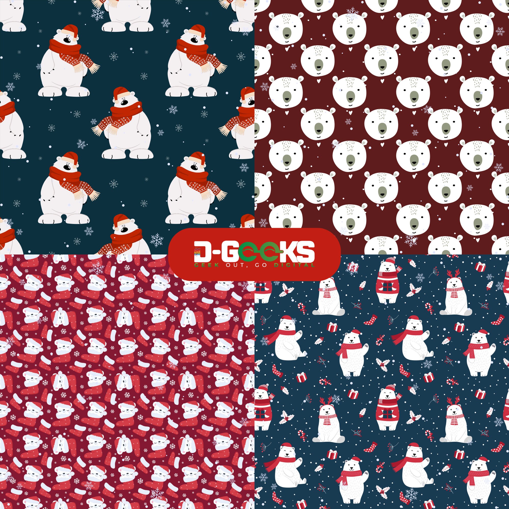 Winter Wonderland Polar Bear Digital Paper Pack: 12 Designs, 12"x12 ...