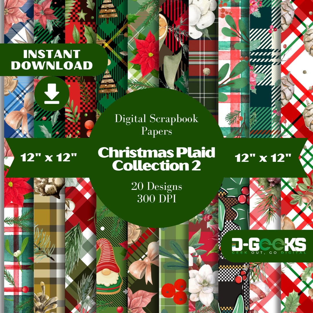 Christmas Plaid Collection 2 Digital Paper Designs Pack of 20 - Etsy