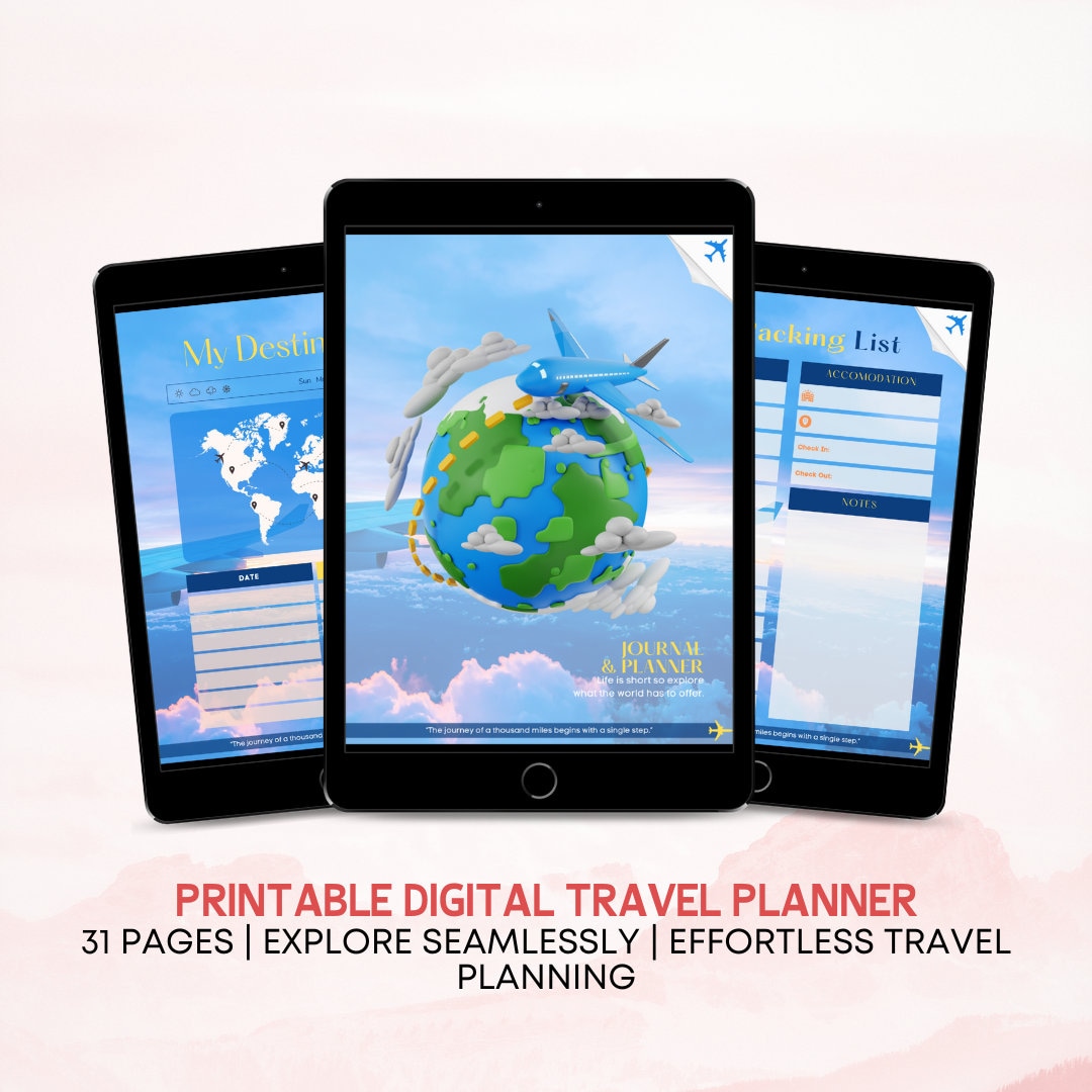 Printable Digital Travel Planners, Packing List, Travel Savings ...