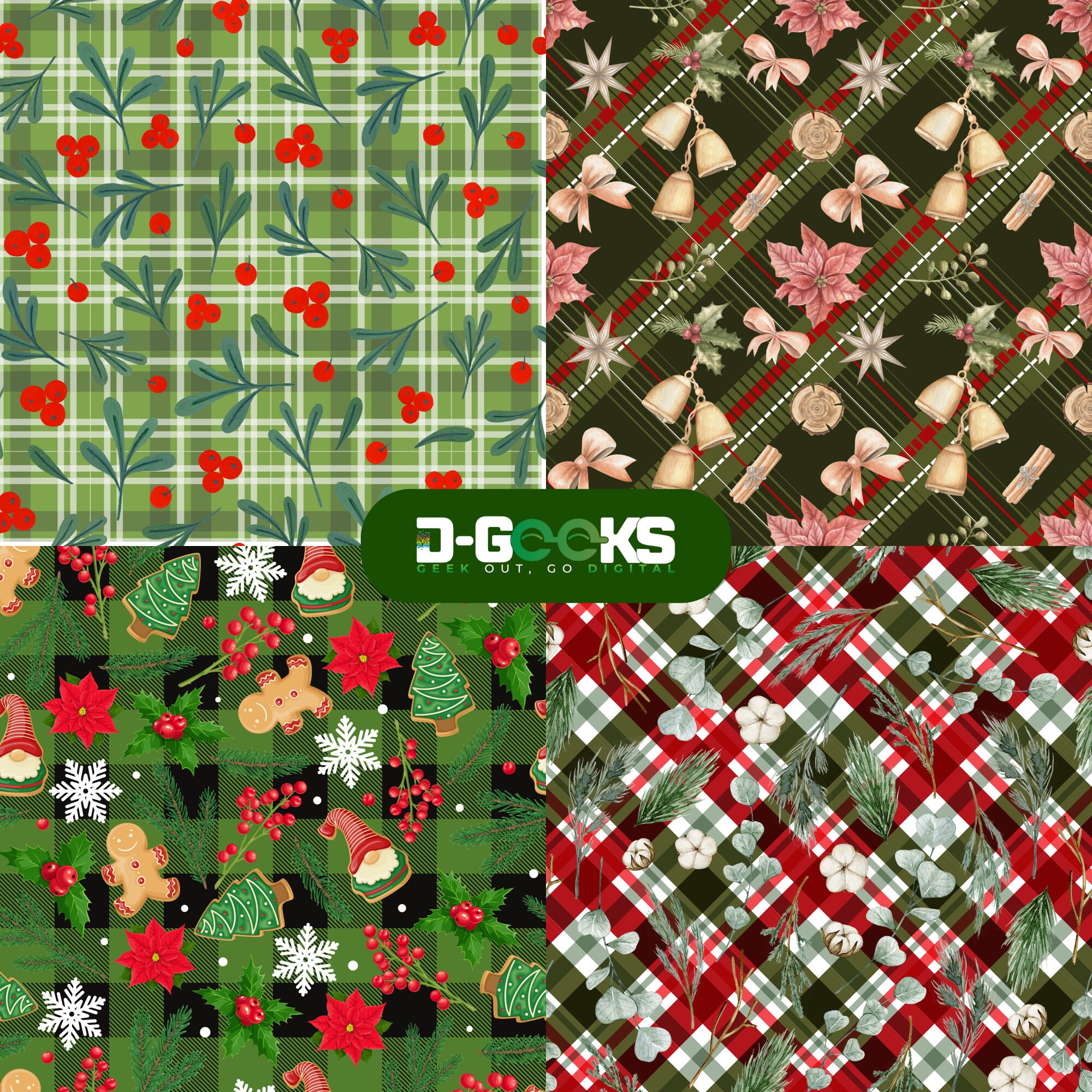 Christmas Plaid Collection 2 Digital Paper Designs Pack of 20 - Etsy