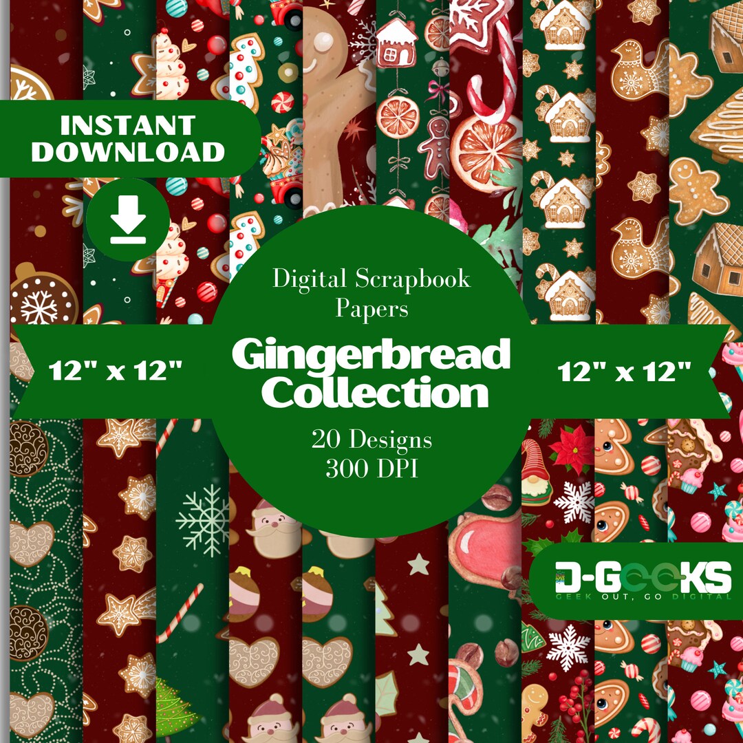 Gingerbread Watercolor Digital Paper Pack, Christmas Seamless Patterns ...