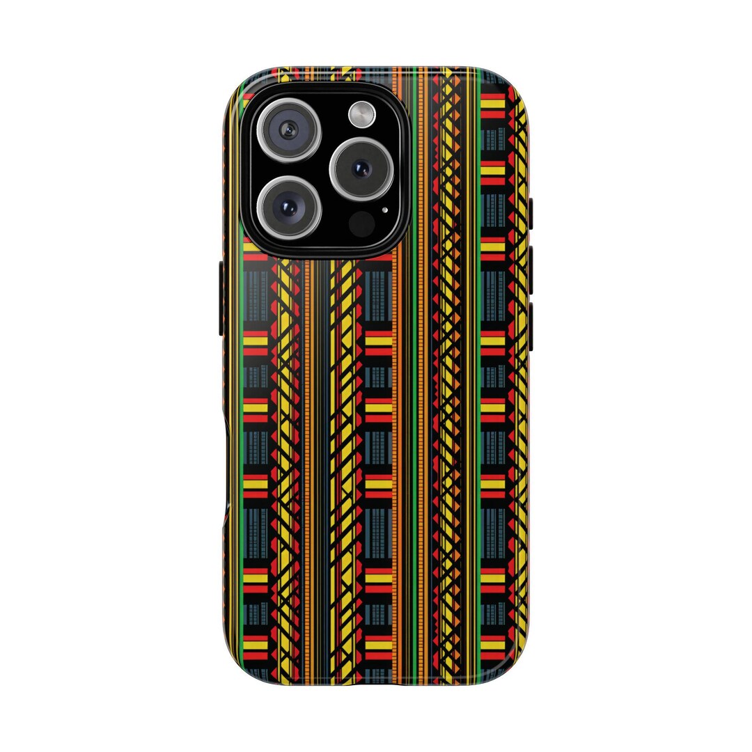 Kente Cloth Inspired African American Phone Case iPhone 16, Samsung S23 ...