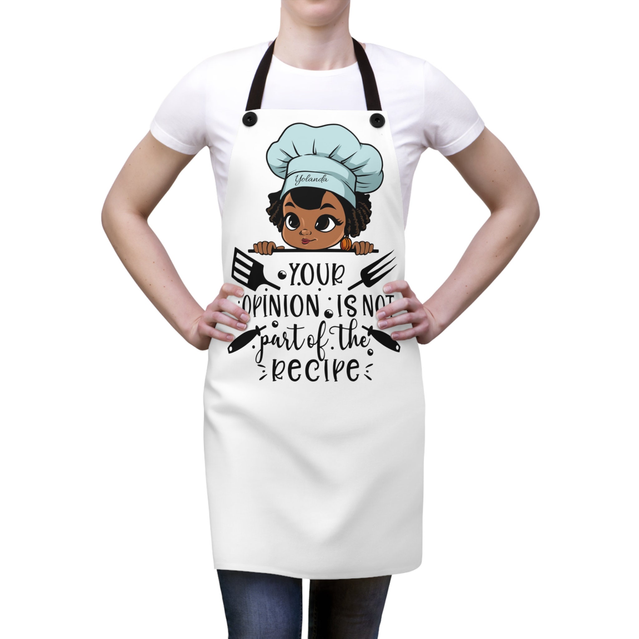 Custom Black Woman Chefs Apron Personalized Afro Chefs Apron Gift for ...